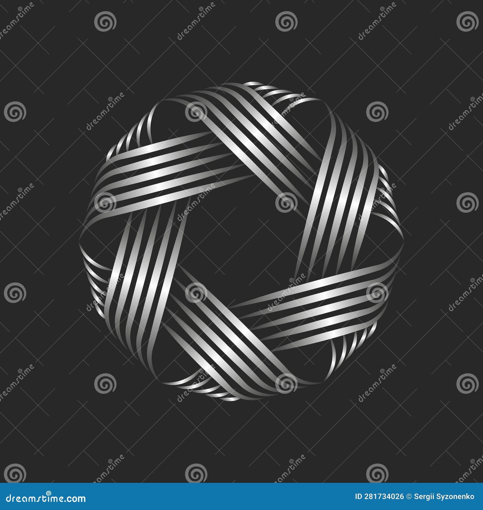A Ball of Thread Logo Round Shape Metallic Knot for the Handmade Sewing ...