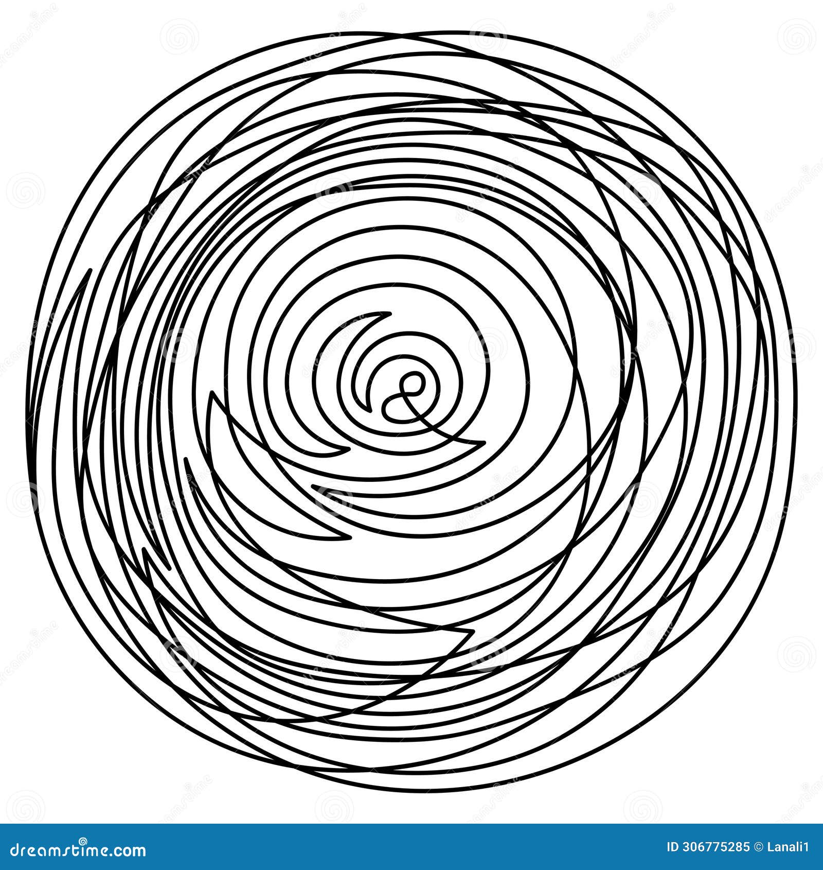 A Ball of Threads Twisting Towards the Center. Round Shape with a ...