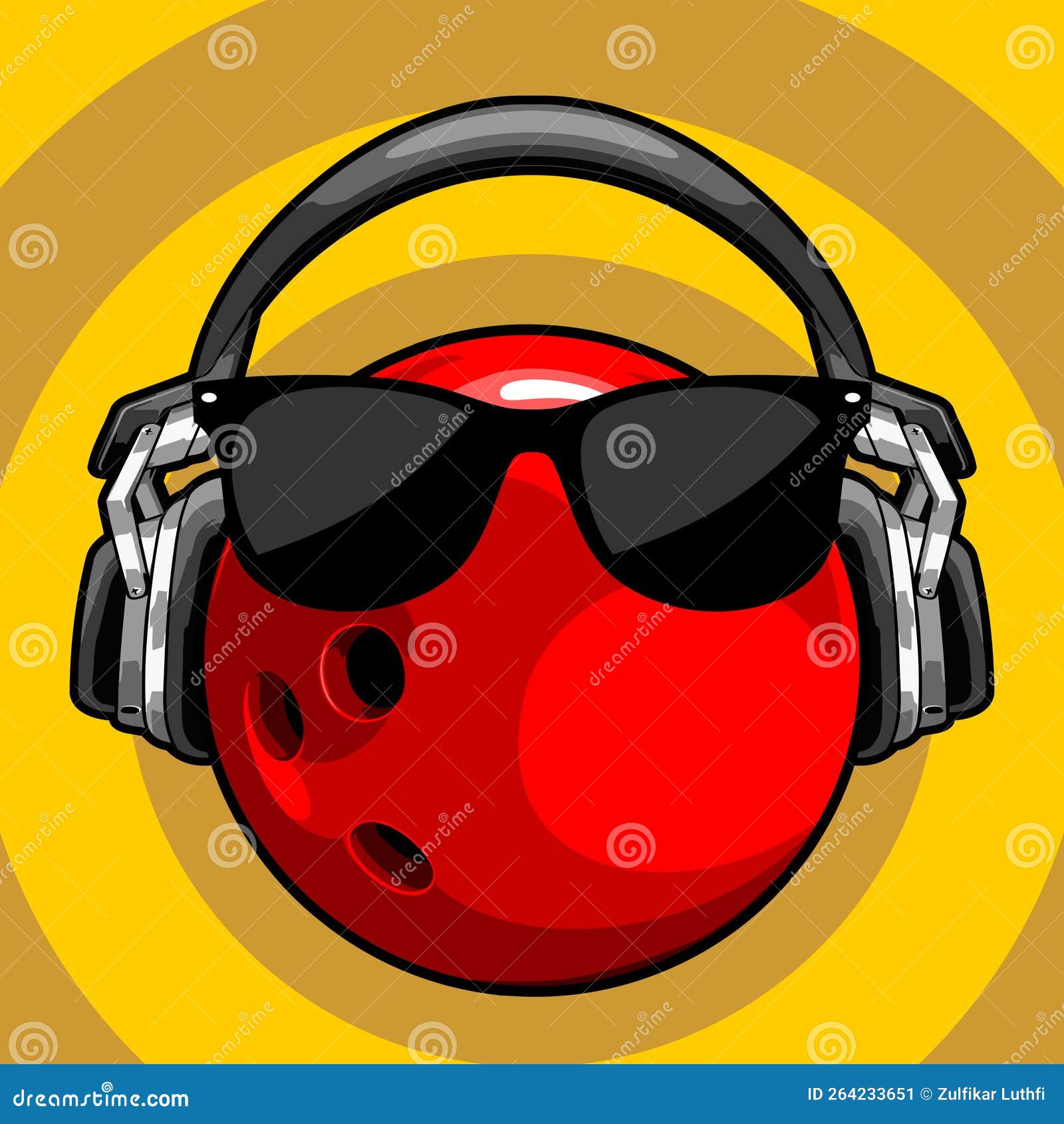 Ball using headphones stock vector. Illustration of company - 264233651