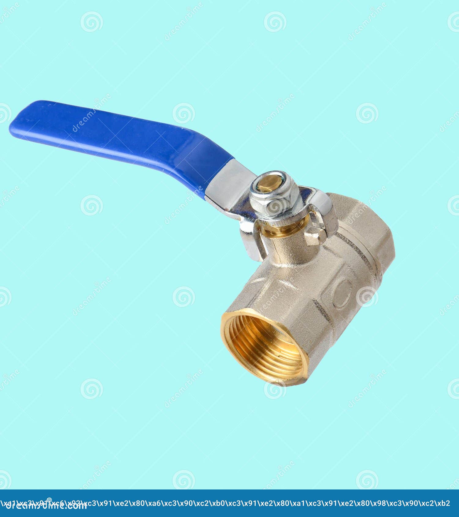 Ball Valve with Blue Handle Isolated on Blue Background. Stock Image ...