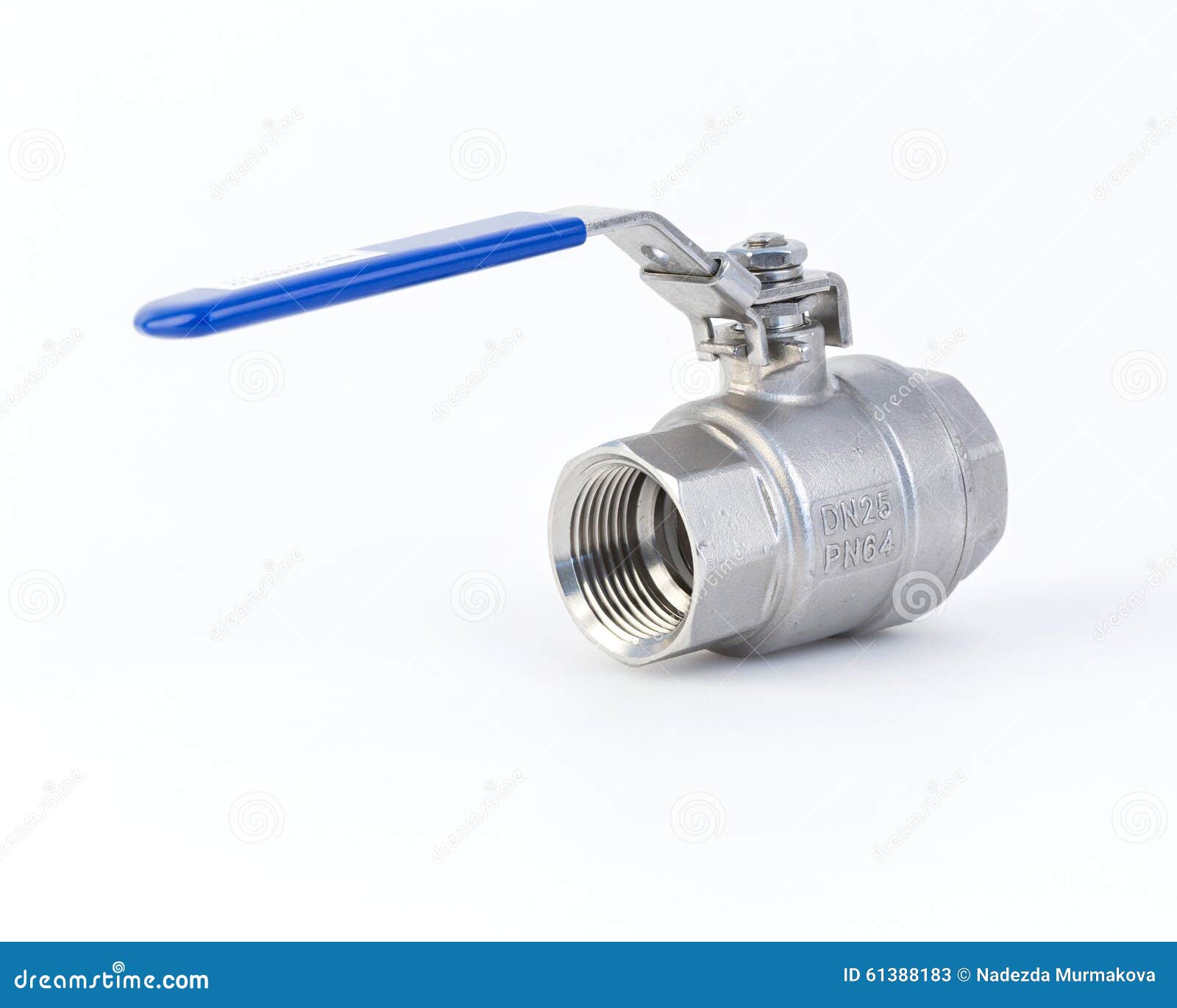 Ball Valve with Blue Handles on a White Background. Stock Image - Image ...