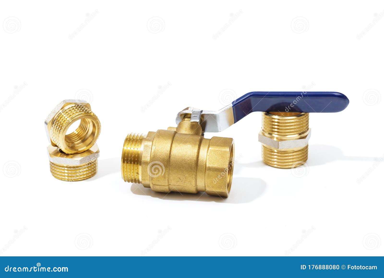 Ball Valve Brass with Adapters Isolated on White Background - Image ...