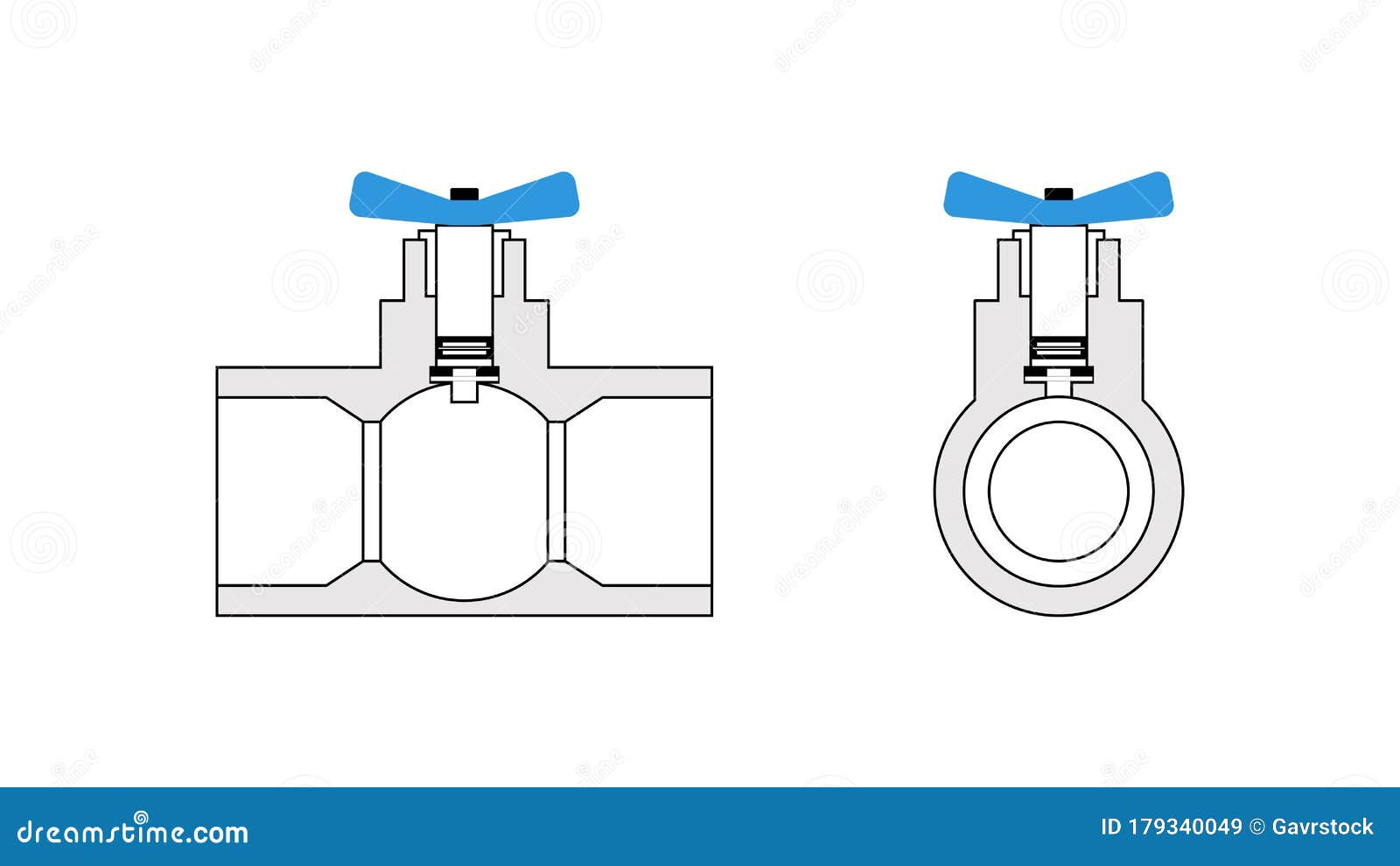 Ball Valve Device. Side and Front View. Drawing. Crane Inside. How Does ...