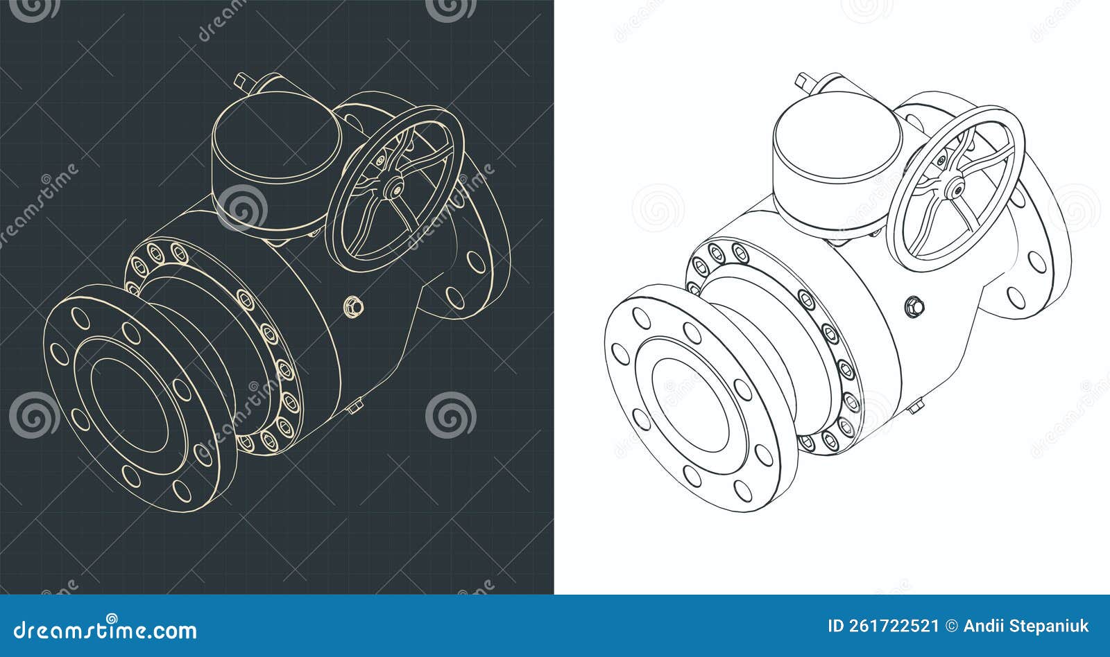 Ball Valve Isometric Blueprints Stock Vector - Illustration of ...