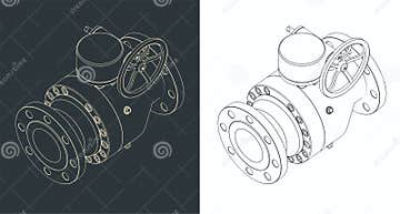 Ball Valve Isometric Blueprints Stock Vector - Illustration of ...