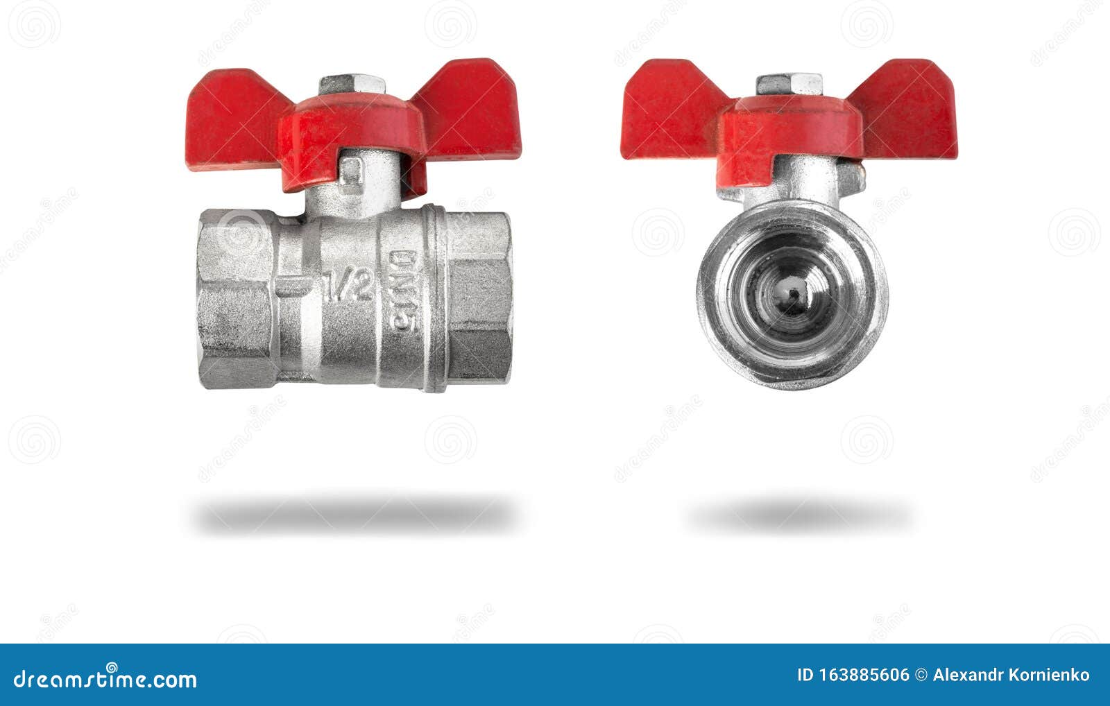 Ball valve with red handle stock photo. Image of bronze - 163885606