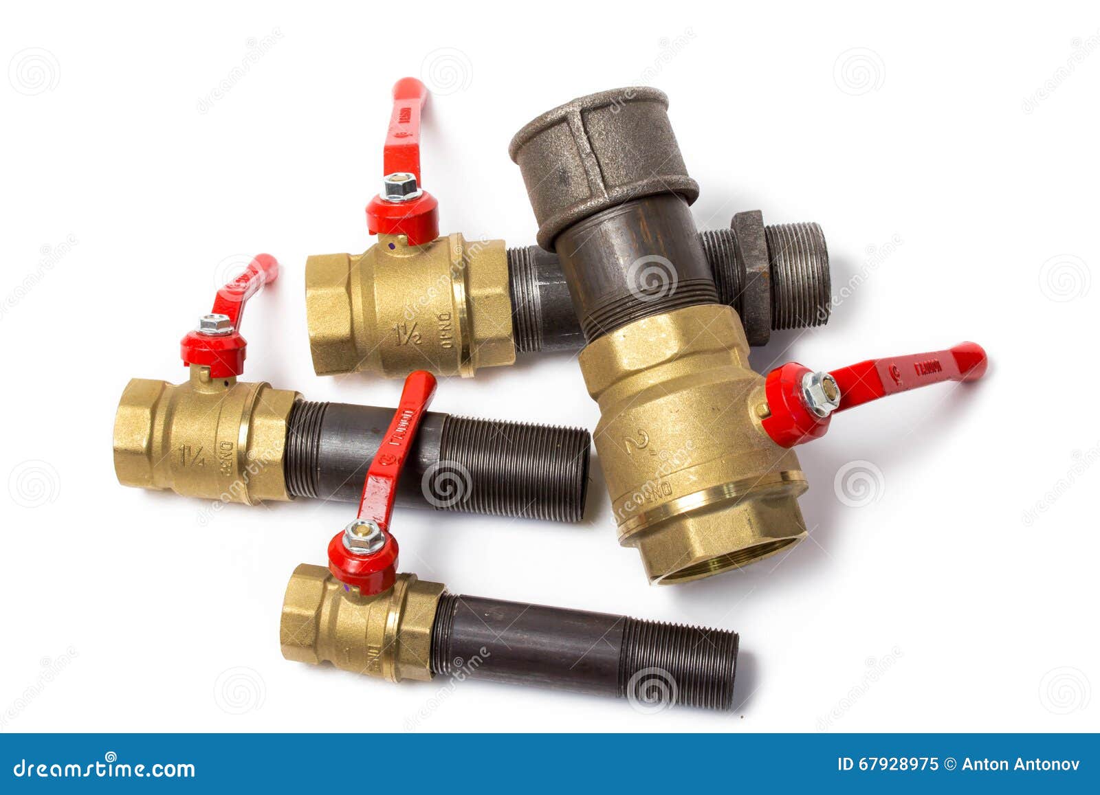 Ball Valves Connected To a Pipes Stock Image - Image of handle ...