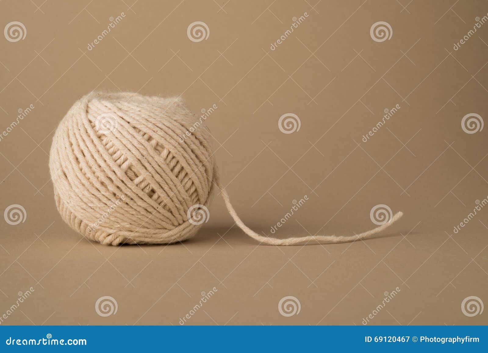 Ball of White Wool with Dangling End Stock Image - Image of background ...