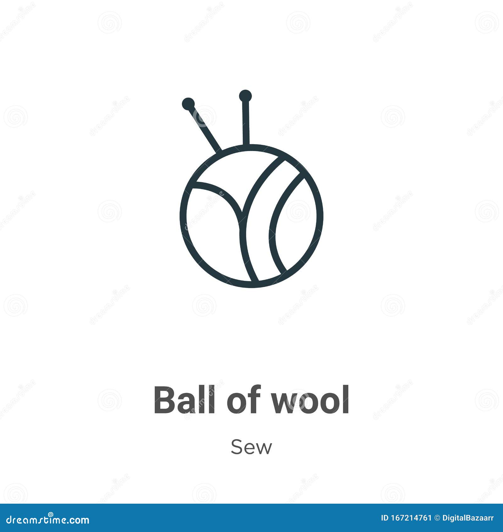 Ball of Wool Outline Vector Icon. Thin Line Black Ball of Wool Icon ...