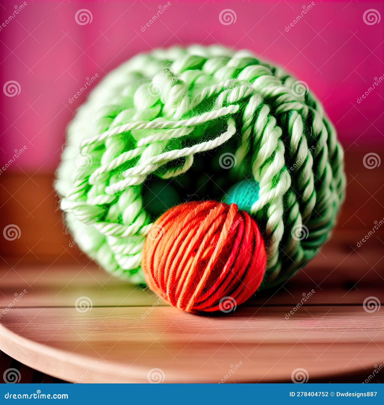 A ball of yarn on a table. stock illustration. Illustration of purple ...