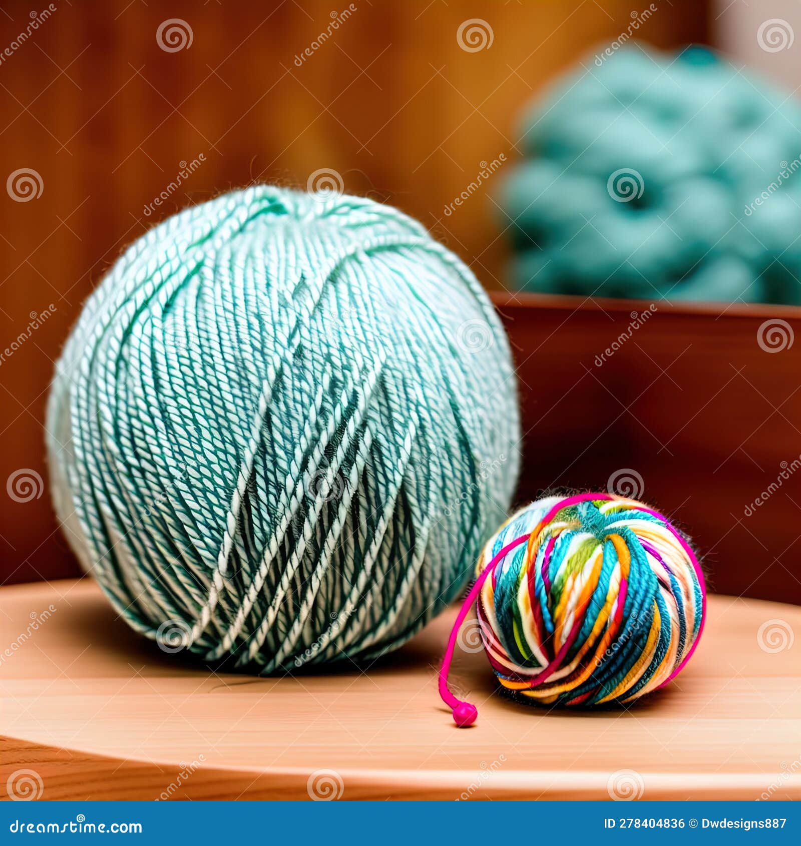A ball of yarn on a table. stock illustration. Illustration of blue ...