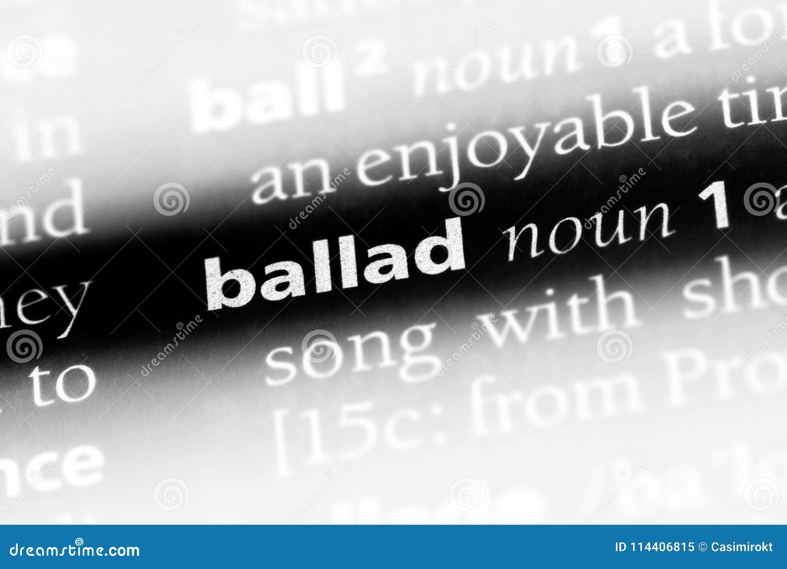 Ballad stock image. Image of word, english, info, macro - 114406815