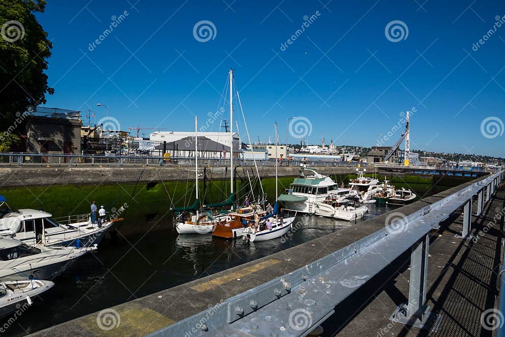 Ballard Lock Ready To Open Gates Editorial Stock Image - Image of ...