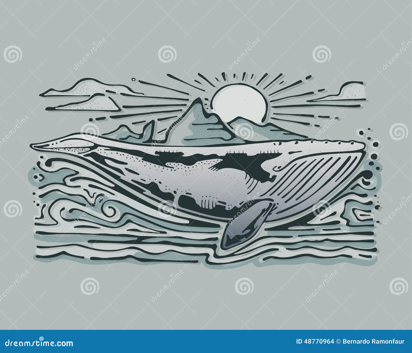 Ballena gris ilustración del vector. Ilustración de océano - 48770964