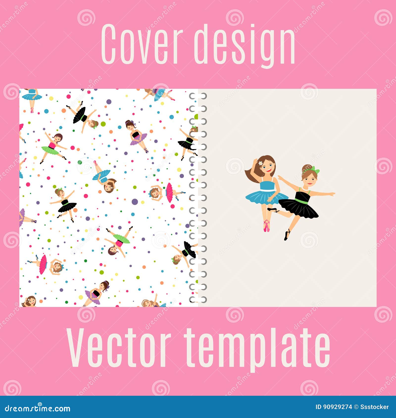 Ballerina and Confetti Pattern Cover Design Stock Vector - Illustration ...