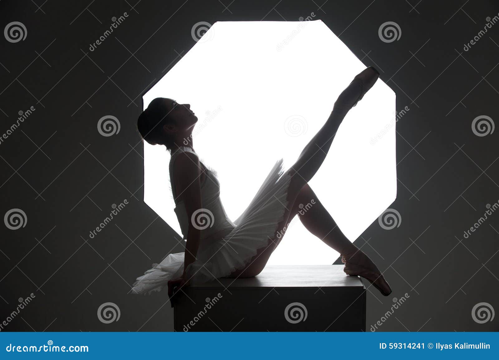 Ballerina on the cube stock image. Image of elegance - 59314241
