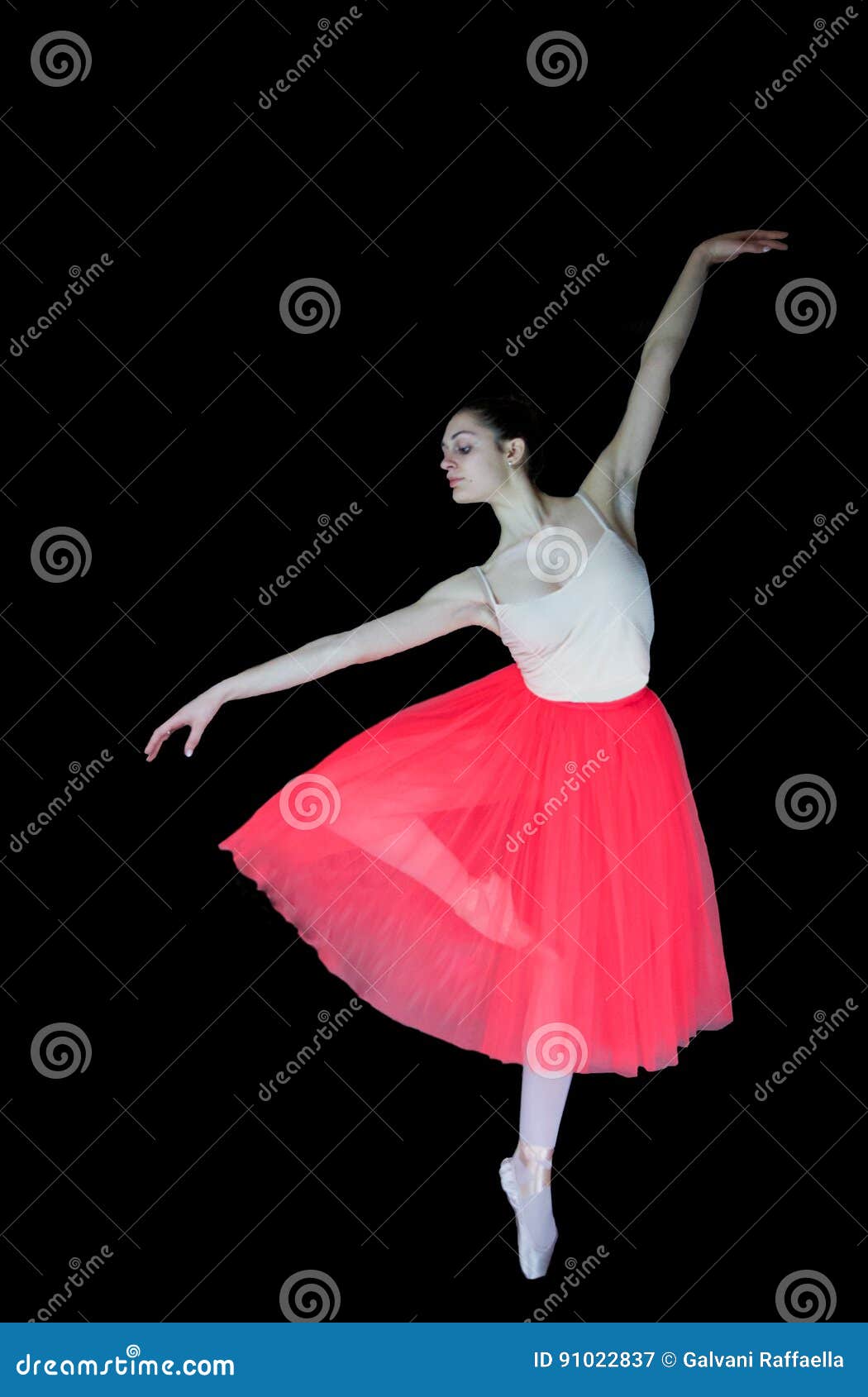Ballerina in Dance Position, Black Background Stock Image - Image of ...