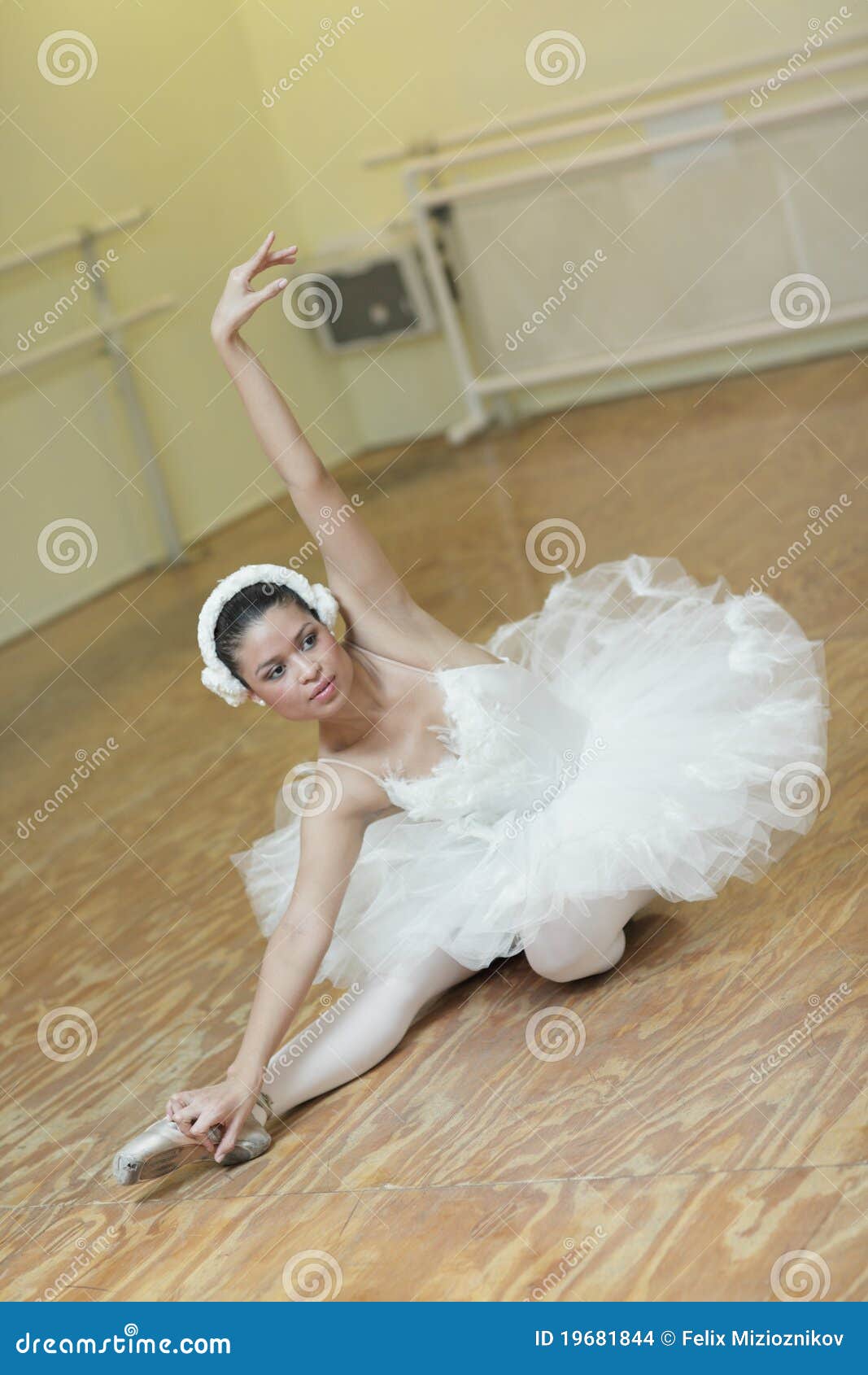 Ballerina in a Dance Studio Stock Photo - Image of extended, glance ...