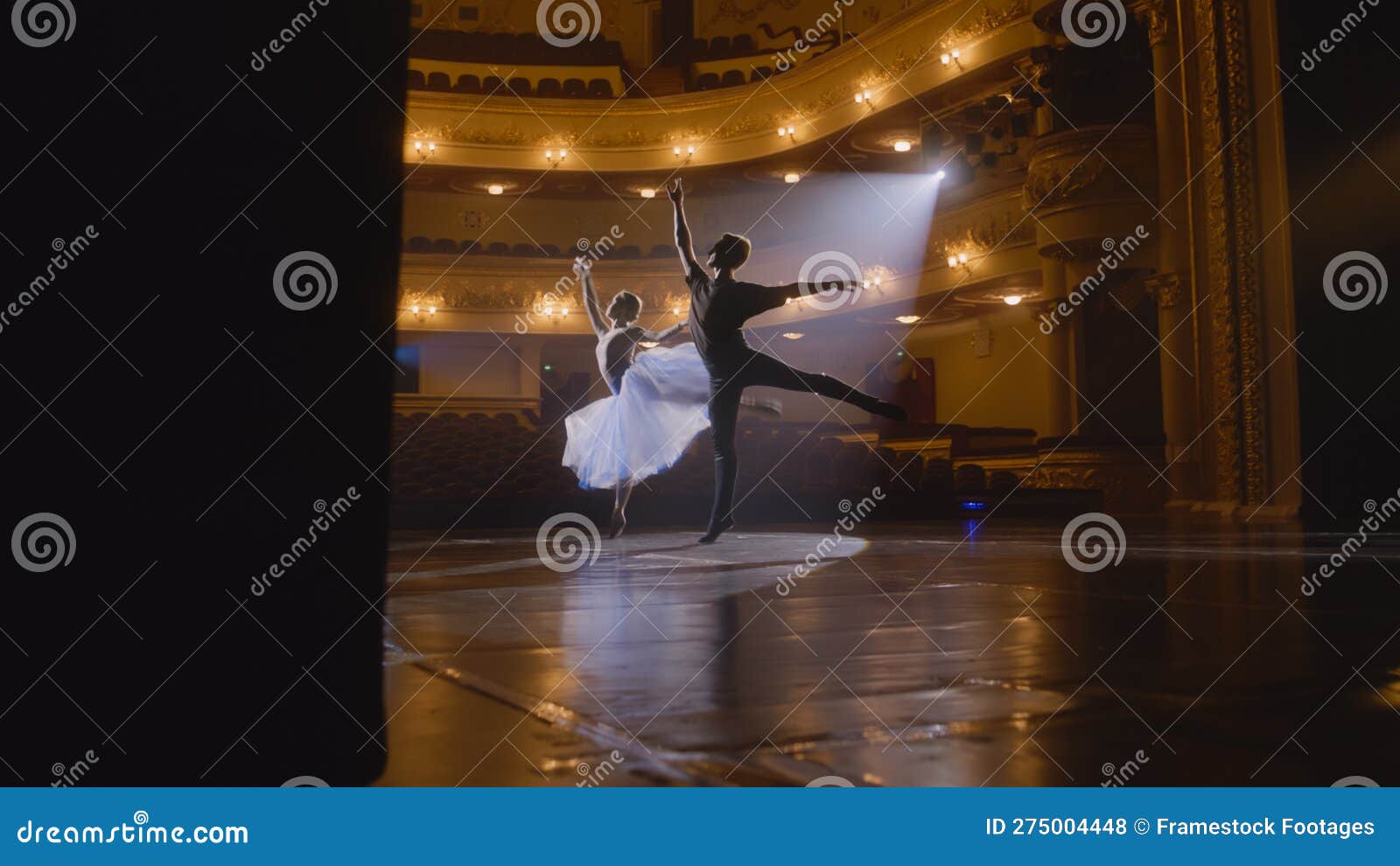 Ballerina Dances with Partner in Training Suit Stock Photo - Image of ...