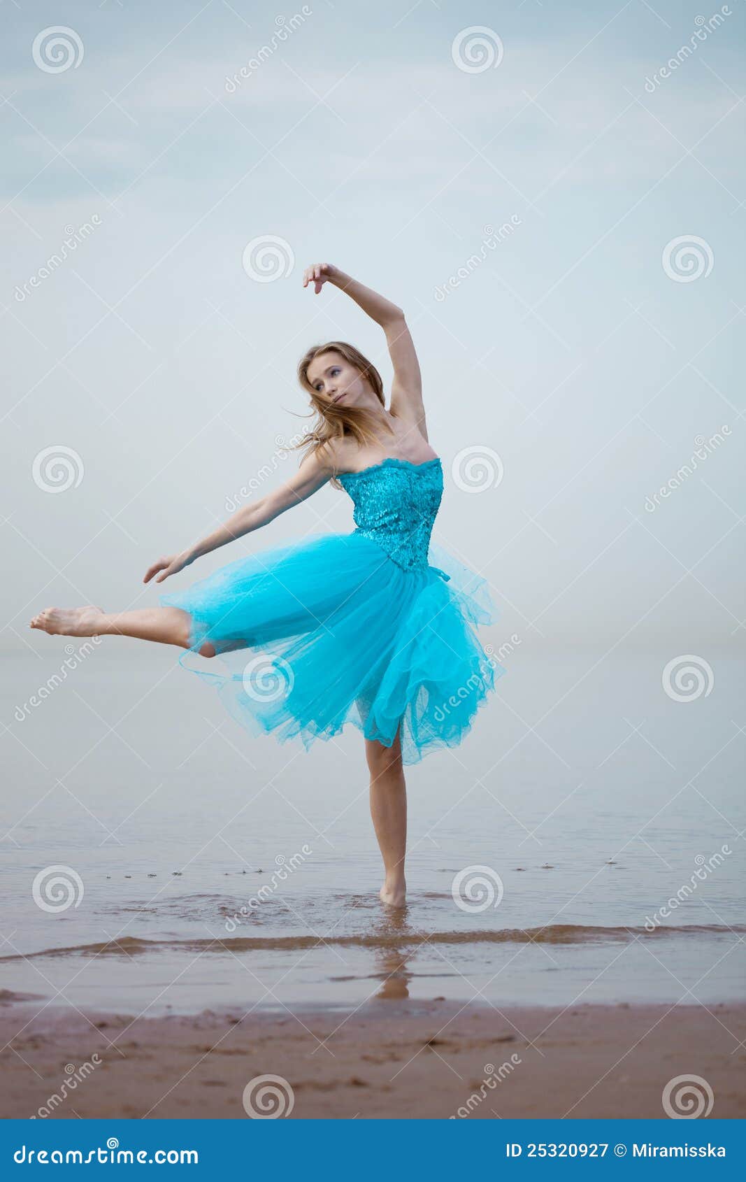 Ballerina Dancing on the Beach Stock Image - Image of balance, action ...