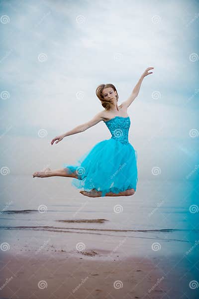 Ballerina Dancing on the Beach Stock Image - Image of leisure, freedom ...