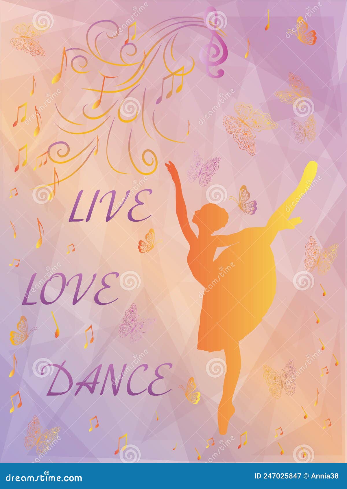 Ballerina Dancing on a Beautiful Gradient Background with Triangles ...