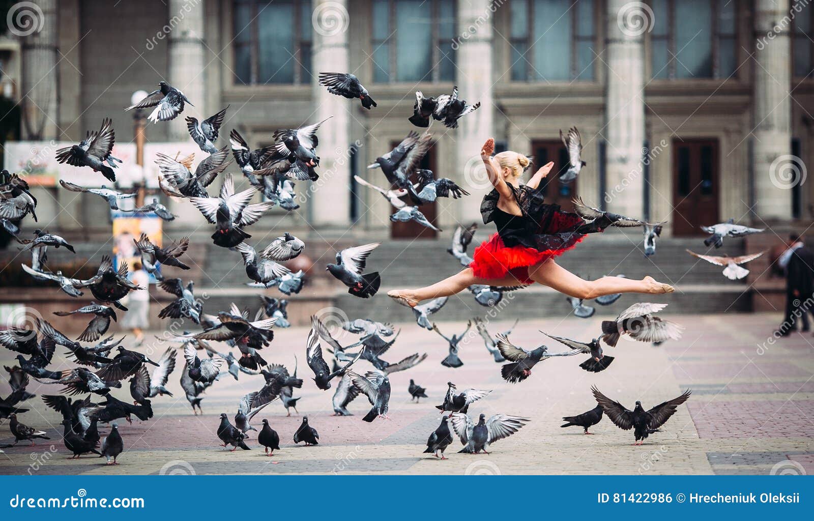Ballerina Doing Splits in the Air Stock Photo - Image of balance, birds ...