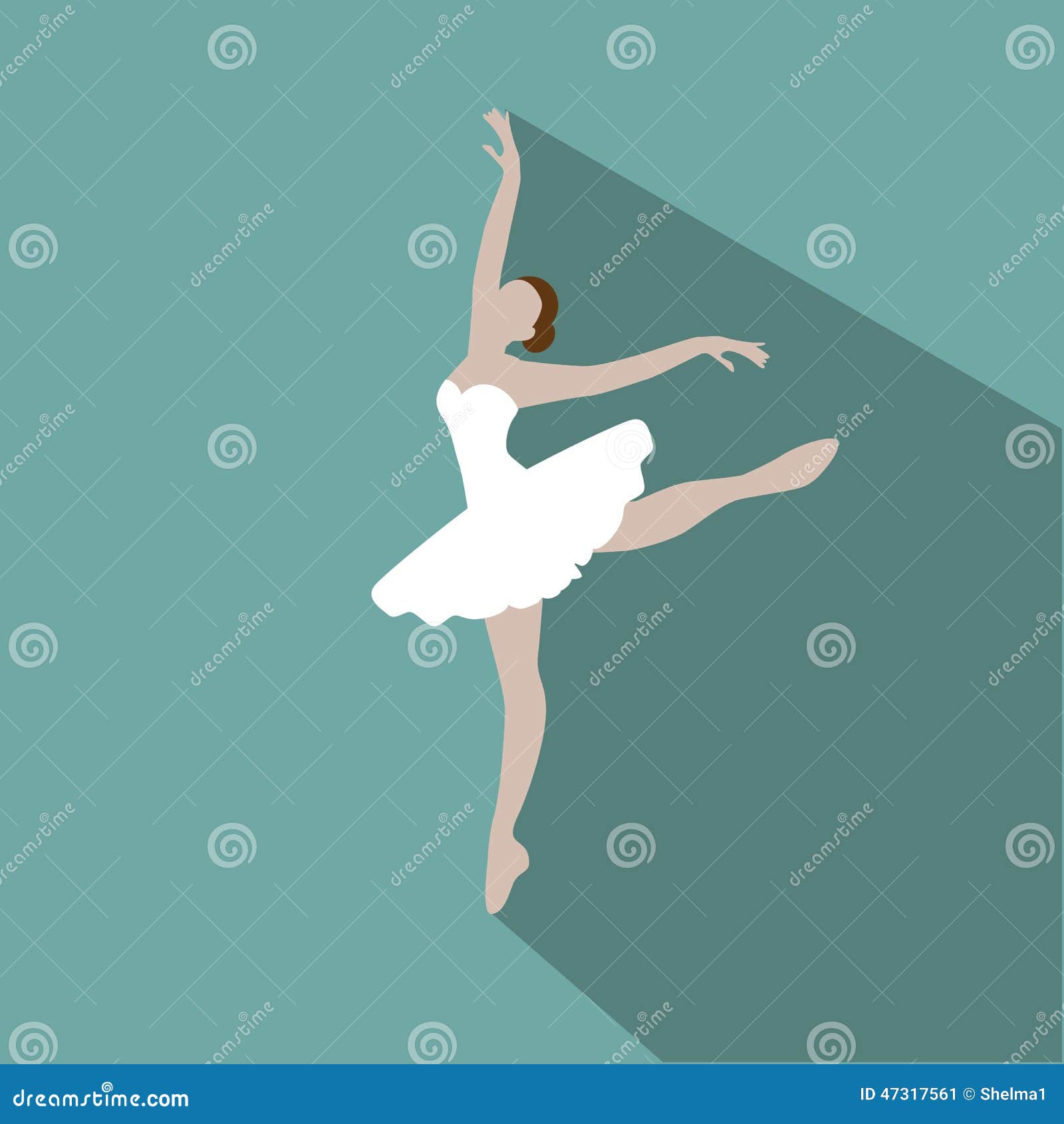 Ballerina Flat Design on Blue Stock Vector - Illustration of cute, blue ...