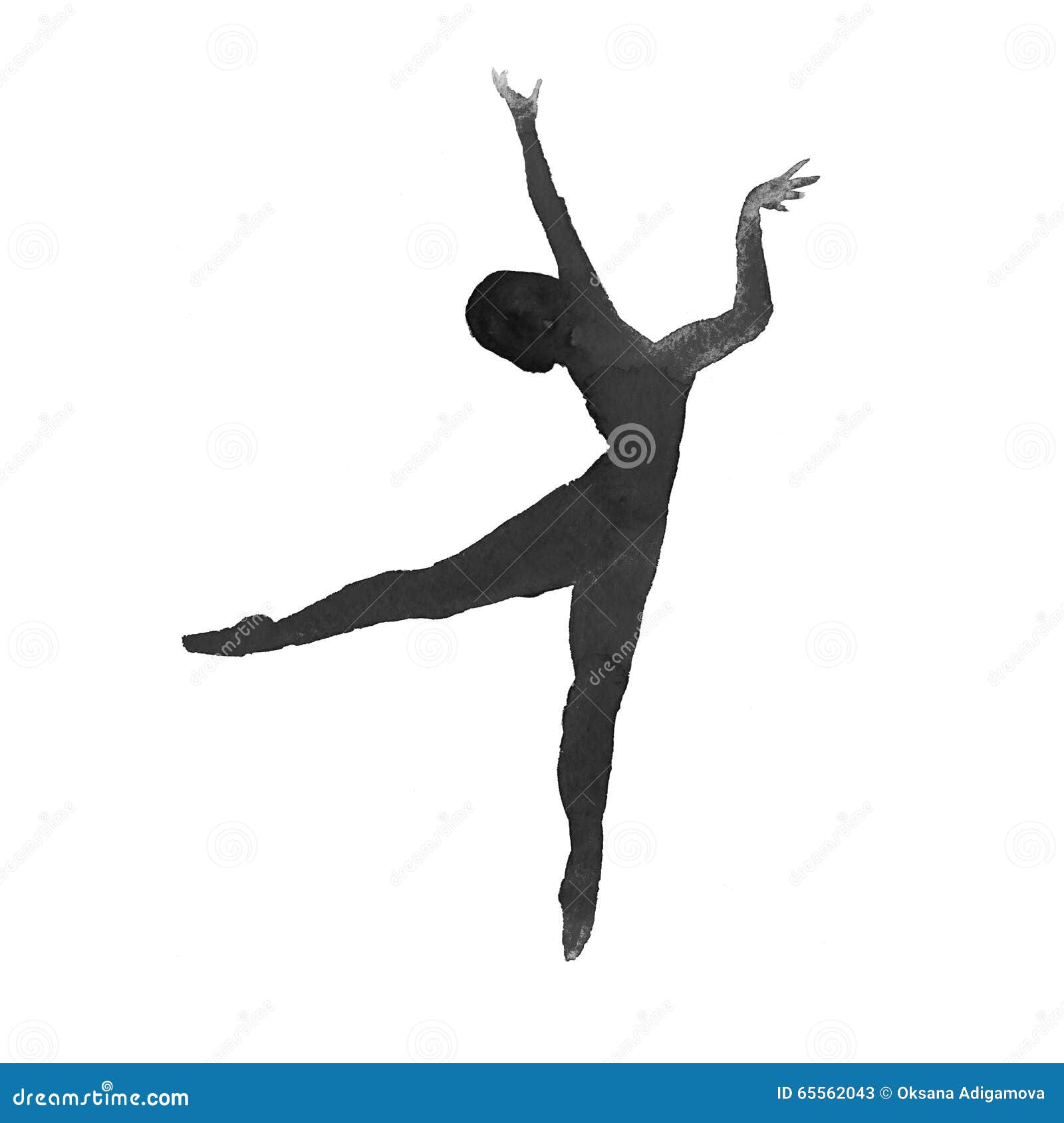 Ballerina. Monochrome Version . Watercolor Stock Illustration ...