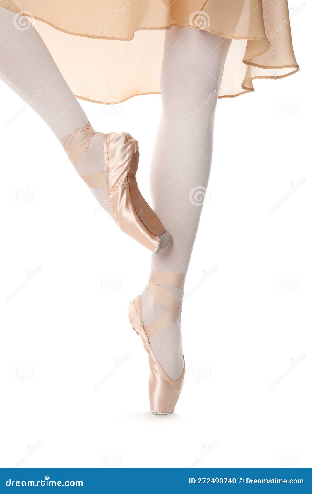 Ballerina in Pointe Shoes Dancing on White Background, Closeup Stock ...