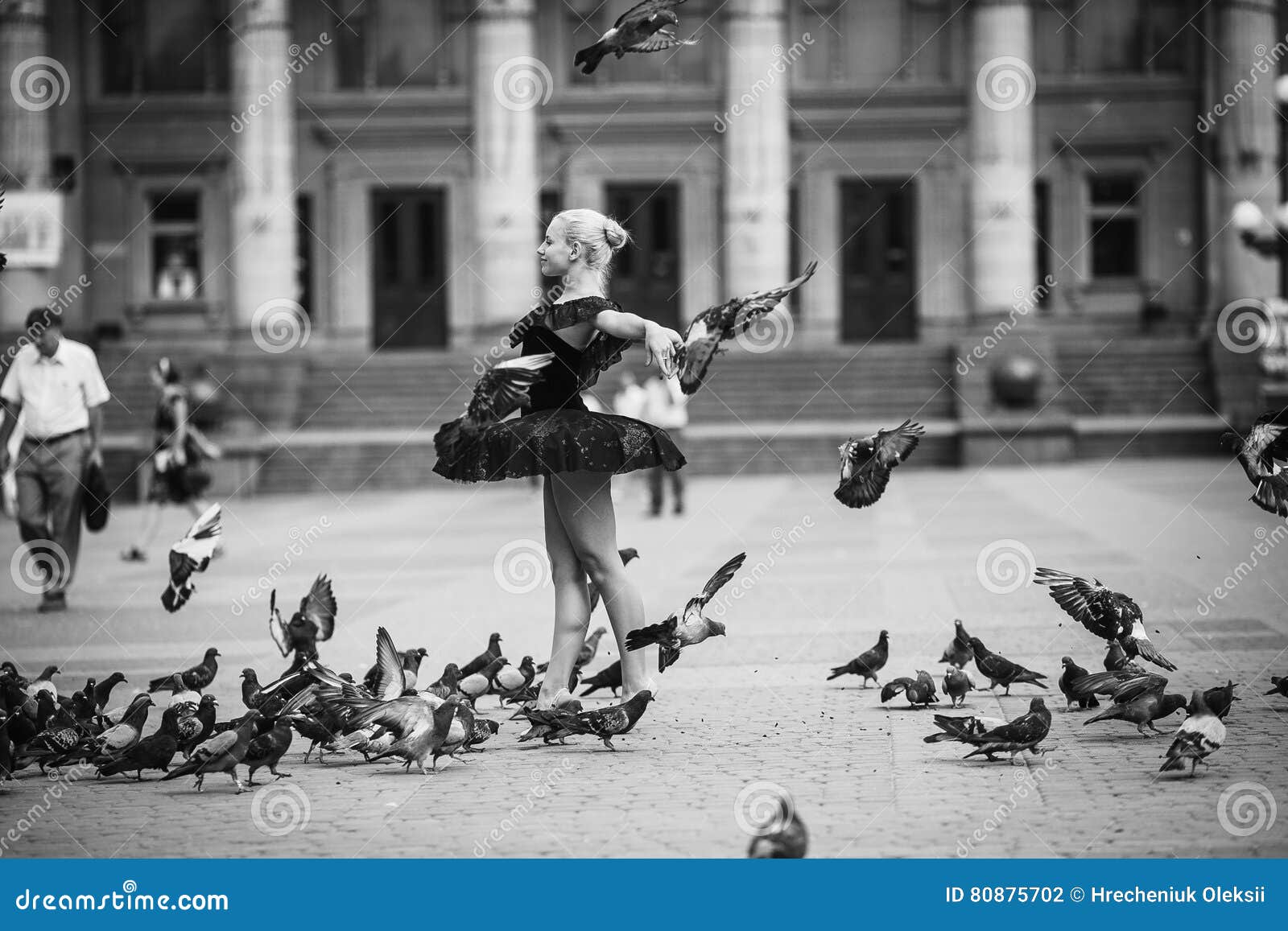 Ballerina Posing among Birds Stock Photo - Image of courage, beauty ...