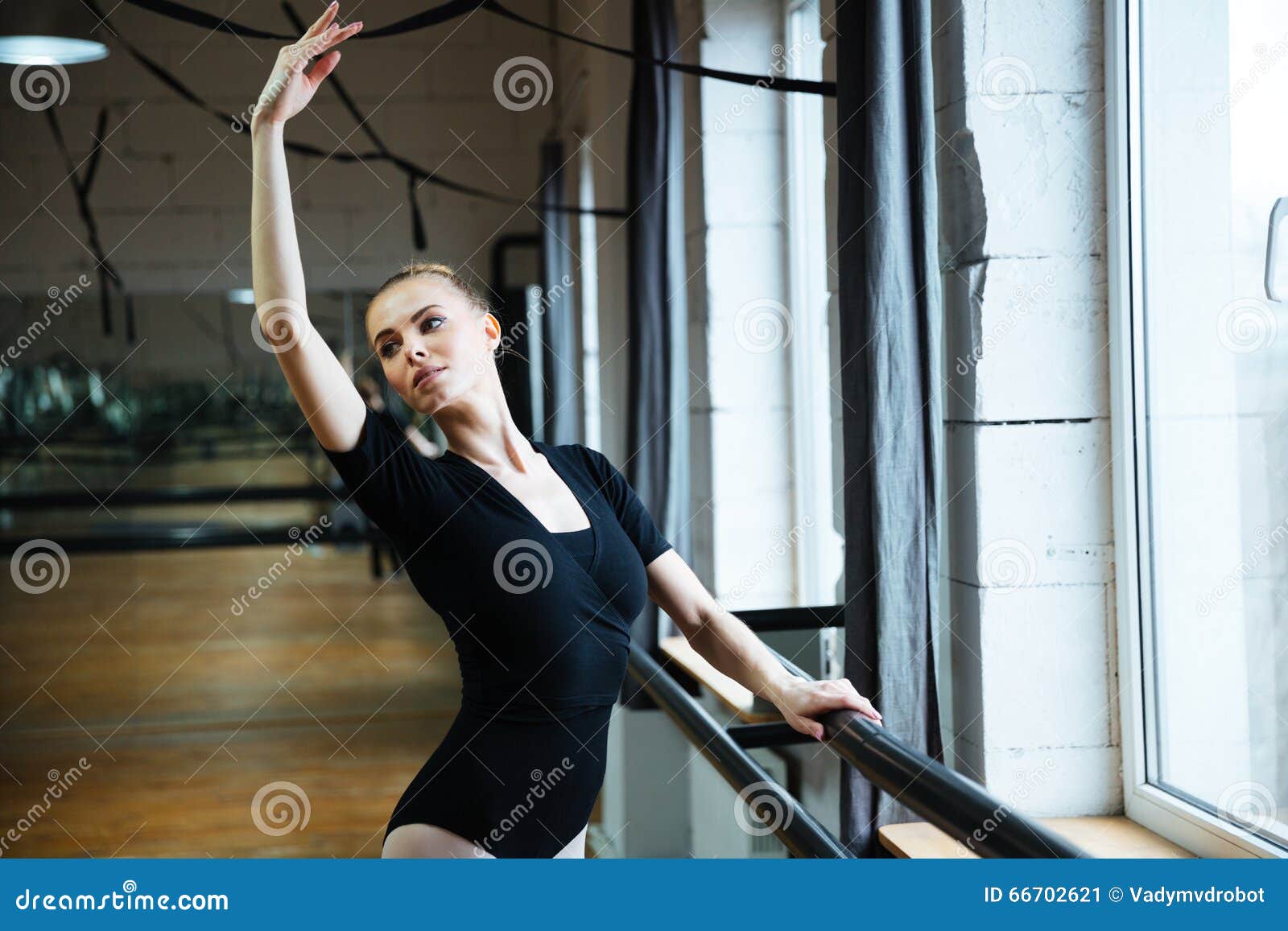 Ballerina Practicing in Ballet Class Stock Image - Image of balance ...