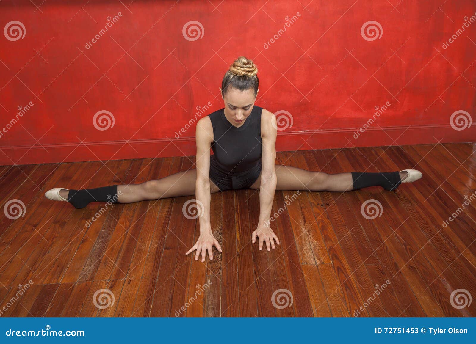 Ballerina Practicing Split in Dance Studio Stock Image - Image of ...