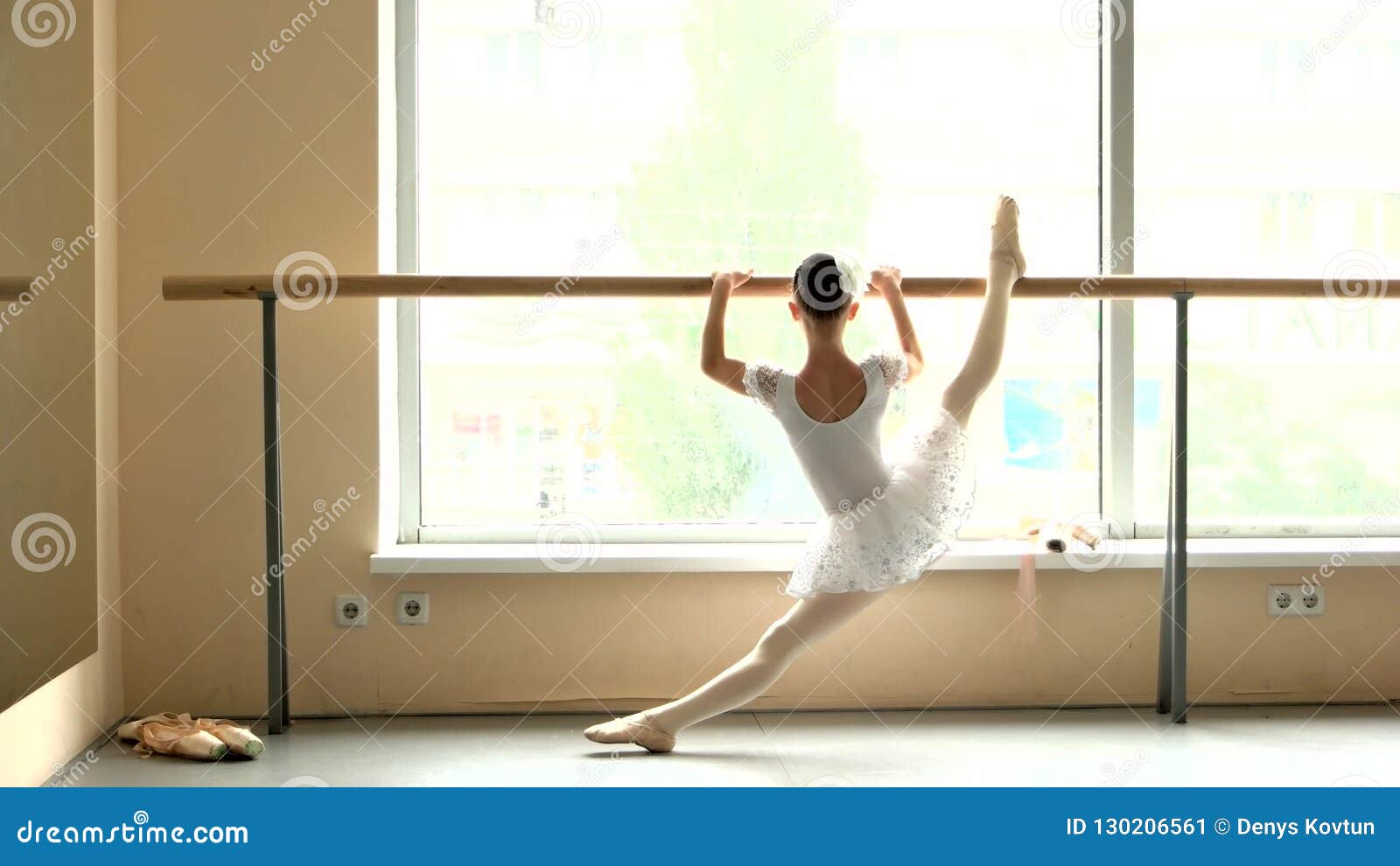 Ballerina is Practicing in Studio, Back View. Stock Video - Video of ...