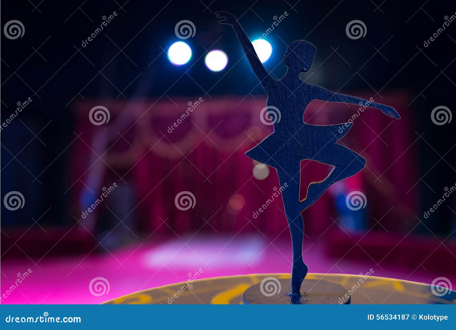 Ballerina Silhouette Statue Spotlit on Empty Stage Stock Image - Image ...