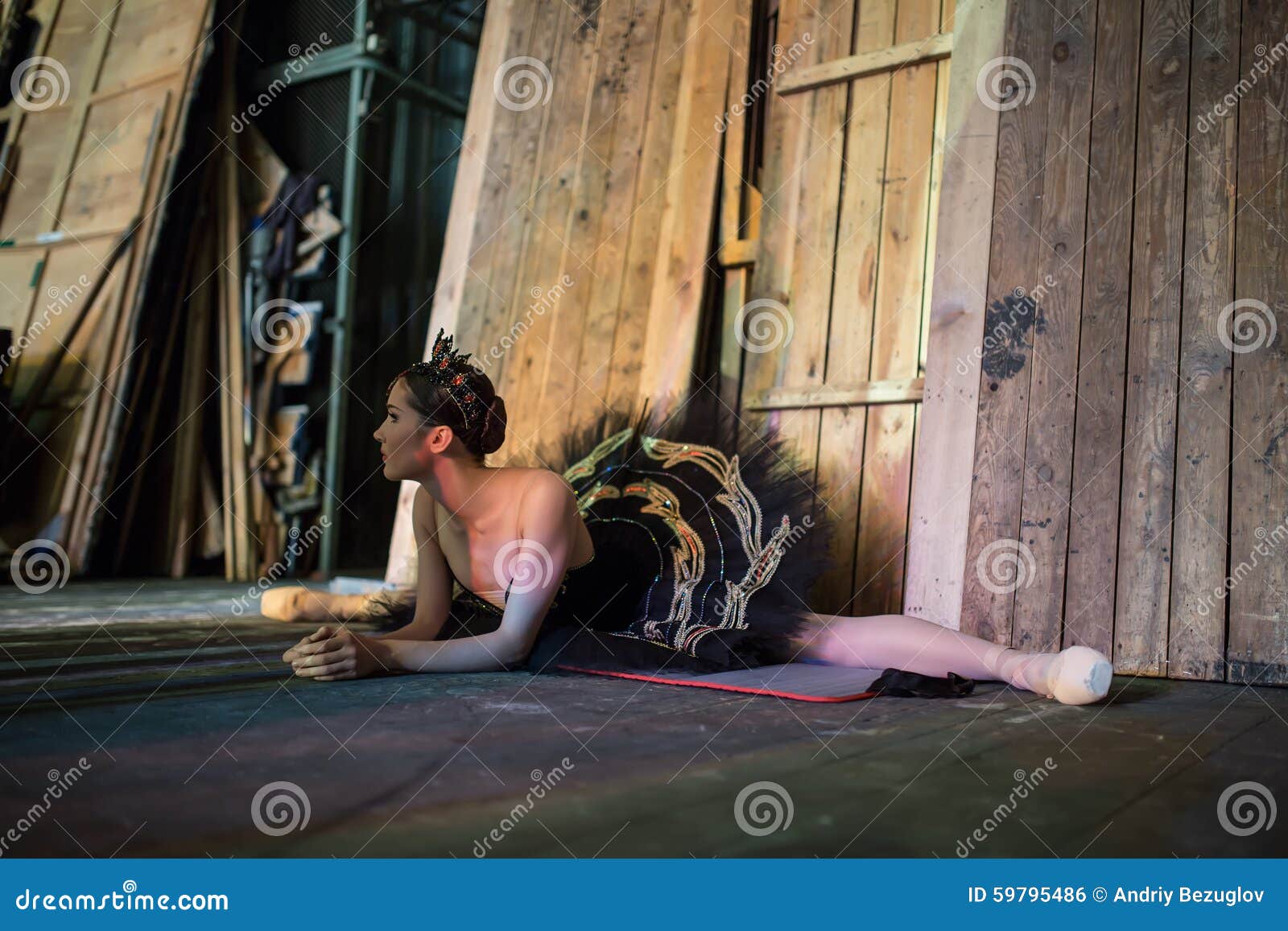 Ballerina Sitting on the Warm-up Backstage Stock Photo - Image of ...