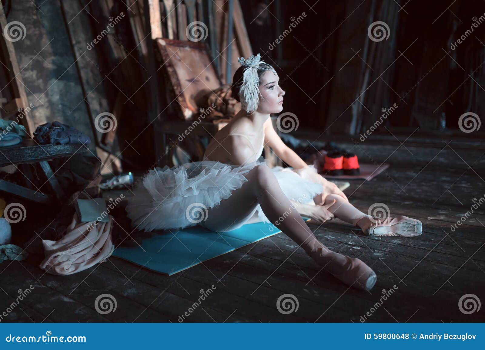 Ballerina Sitting on the Warm-up Backstage Stock Photo - Image of beautiful, professional: 59800648
