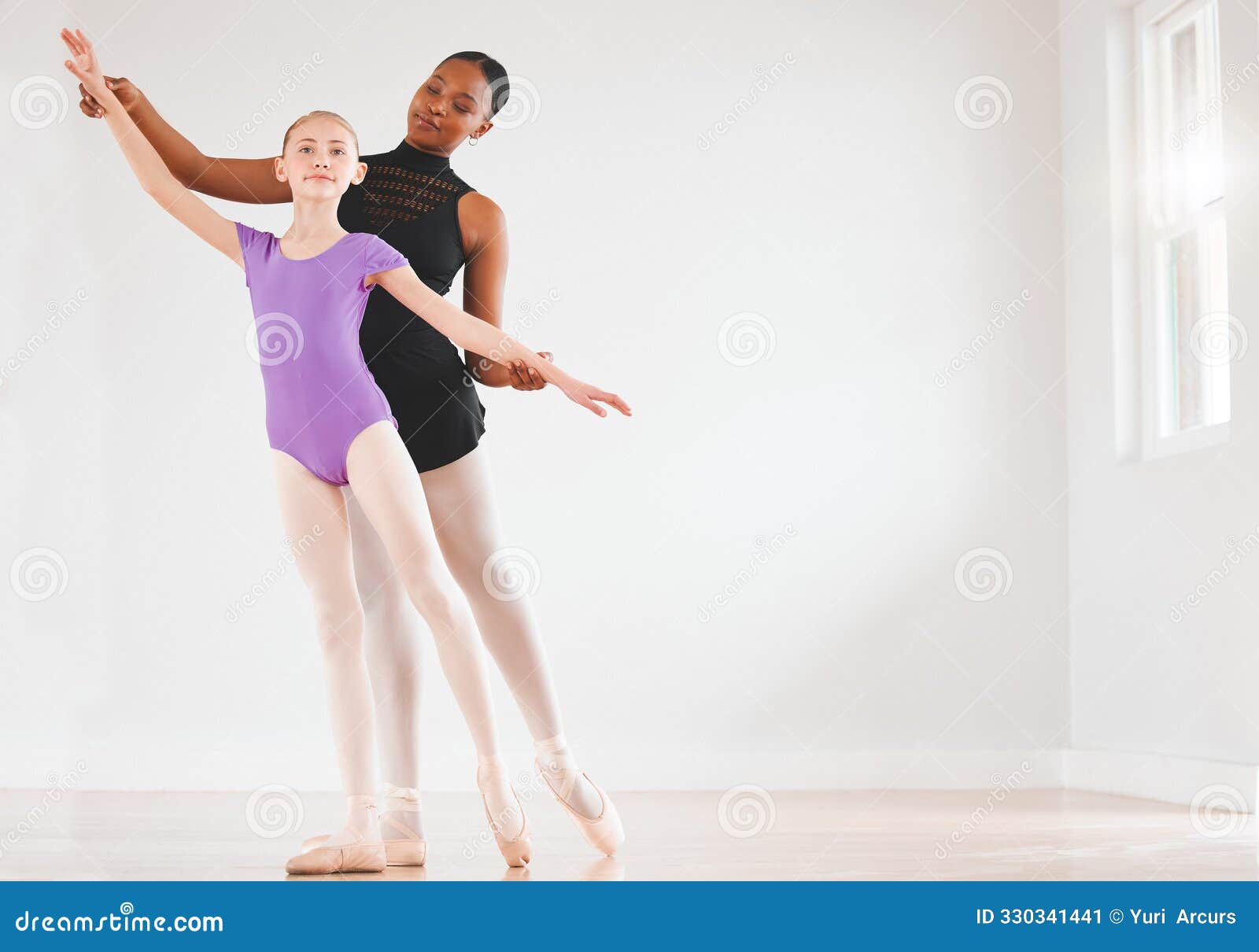 Ballerina Student, Teacher or Dancing in Studio for Arm Technique ...