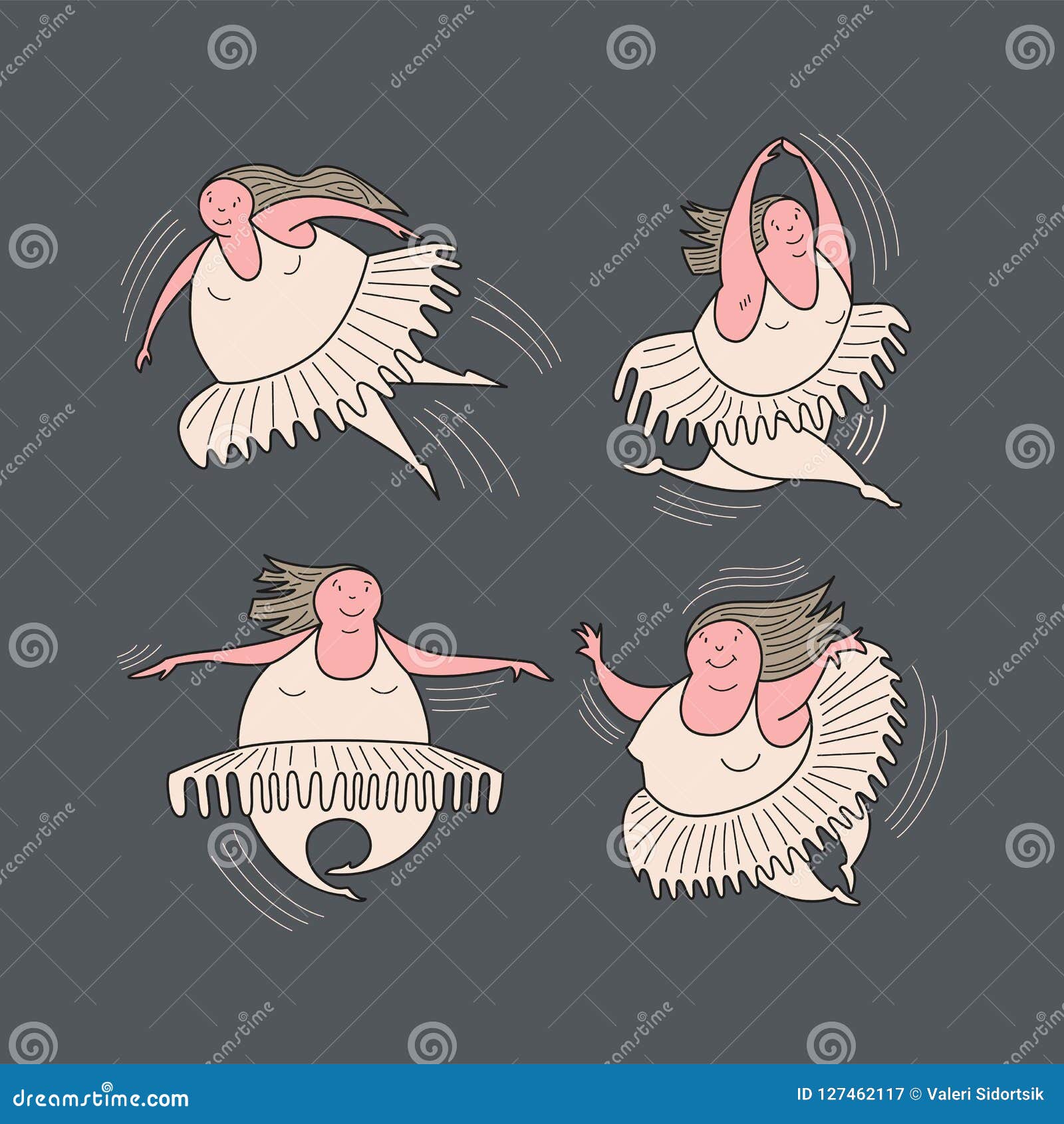 Ballet. Humorous drawing. stock vector. Illustration of dancer - 127462117
