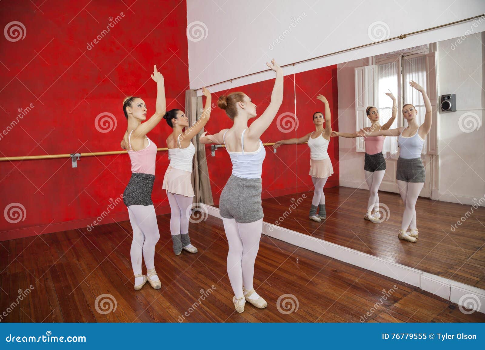 Ballerinas Performing in Front of Mirror Stock Image - Image of active ...