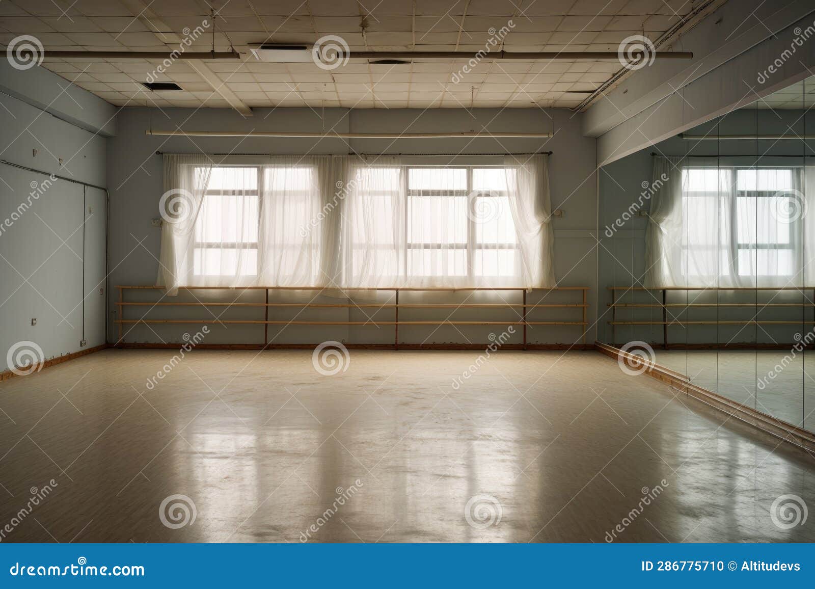 Ballet Barre in Empty Dance Studio Stock Illustration - Illustration of ...
