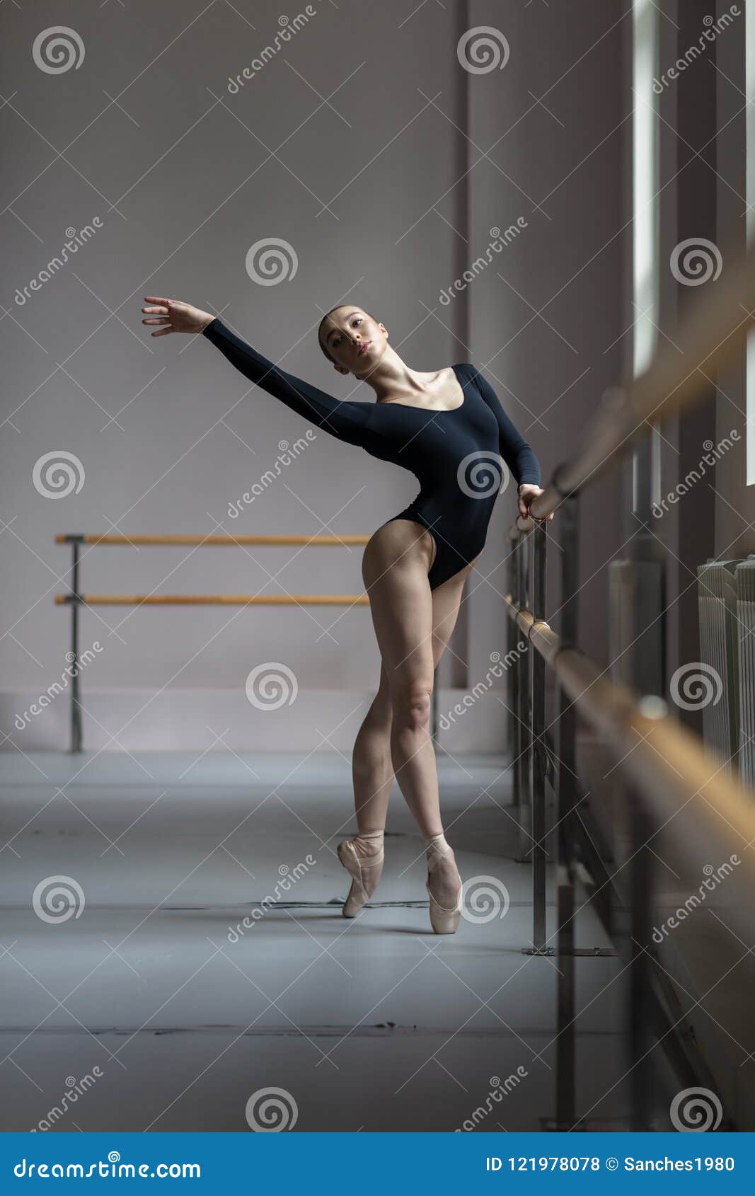 Beautiful Ballerina Training in the Class Stock Photo - Image of ...