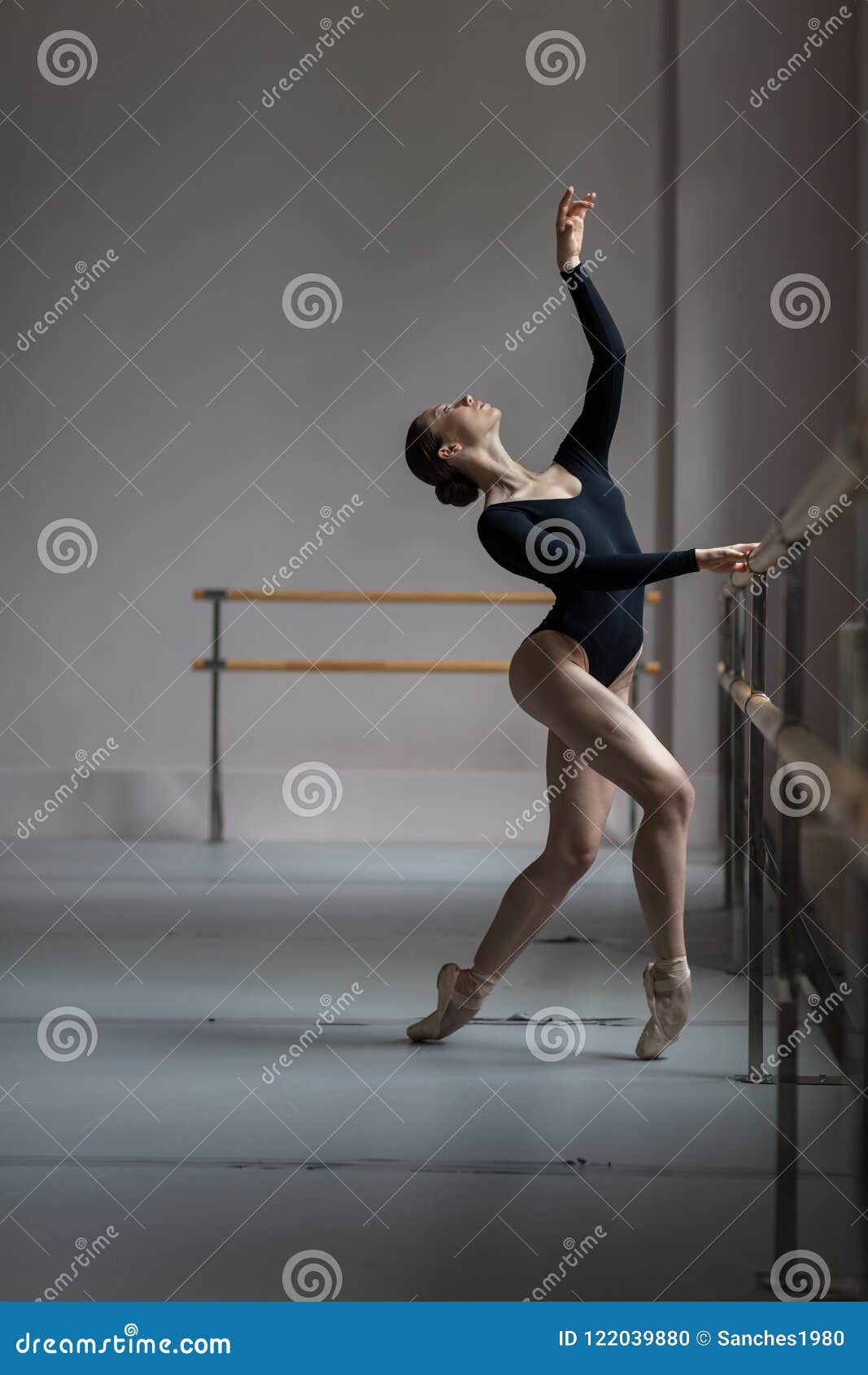 Beautiful Ballerina Training in the Class Stock Photo - Image of plie ...