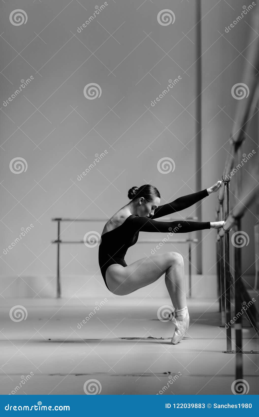 Beautiful Ballerina Training in the Class Stock Image - Image of barre ...