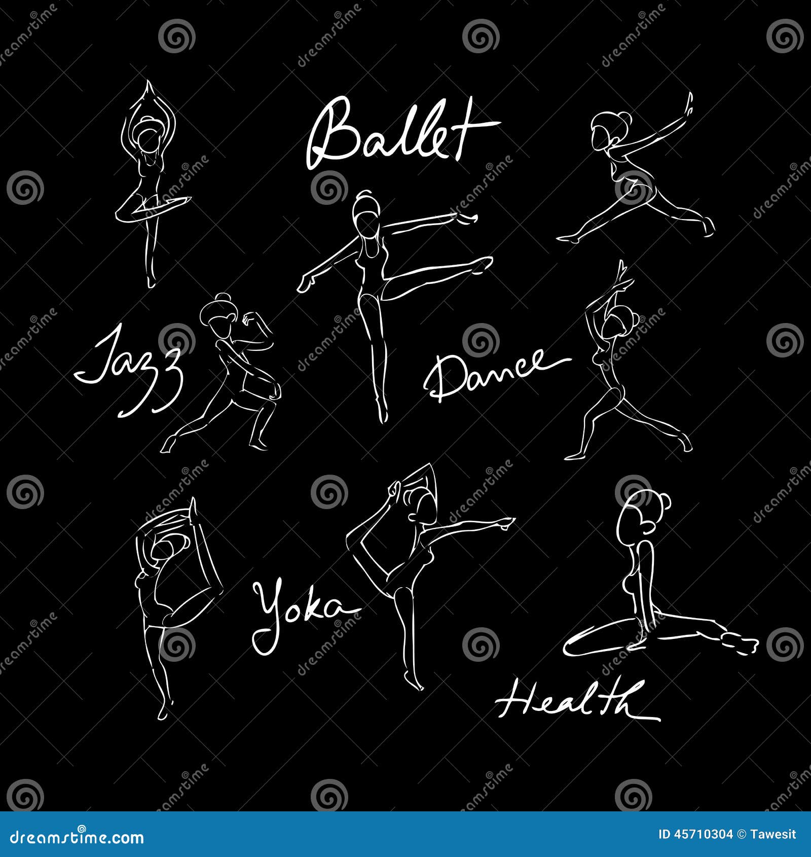 Ballet Dance Doodle Drawing Stock Vector - Illustration of line, jazz ...
