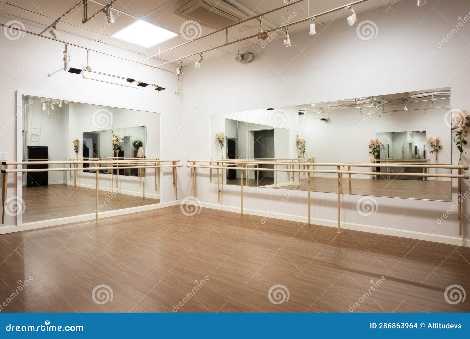 Ballet Dance Studio with Mirrors and Barres Stock Photo - Image of ...
