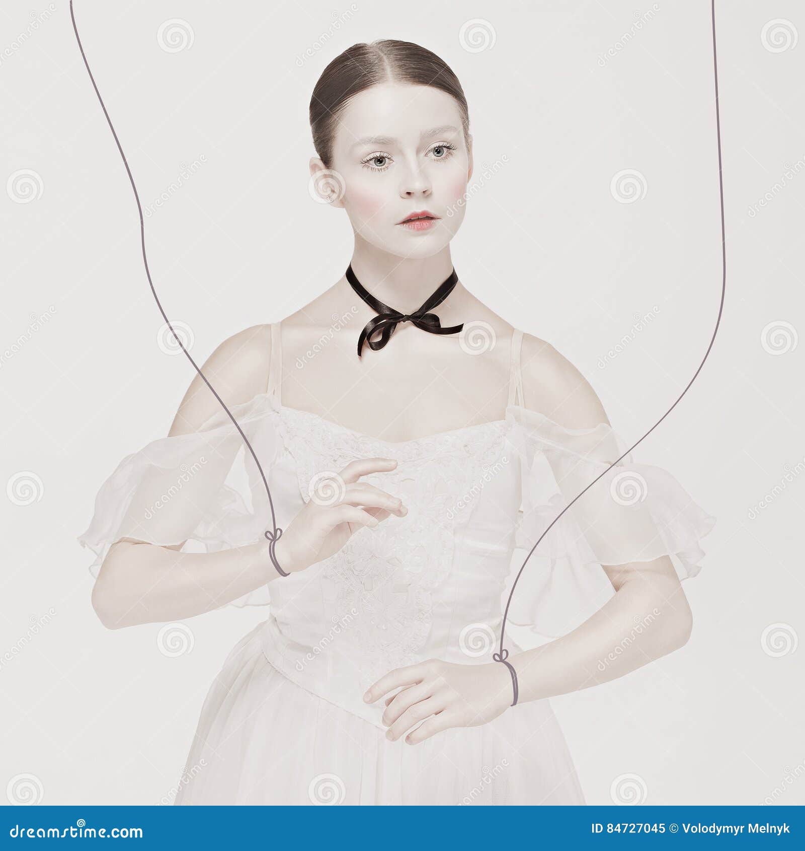 Ballet Dancer As Puppet Dancing Over White Background Stock Image ...