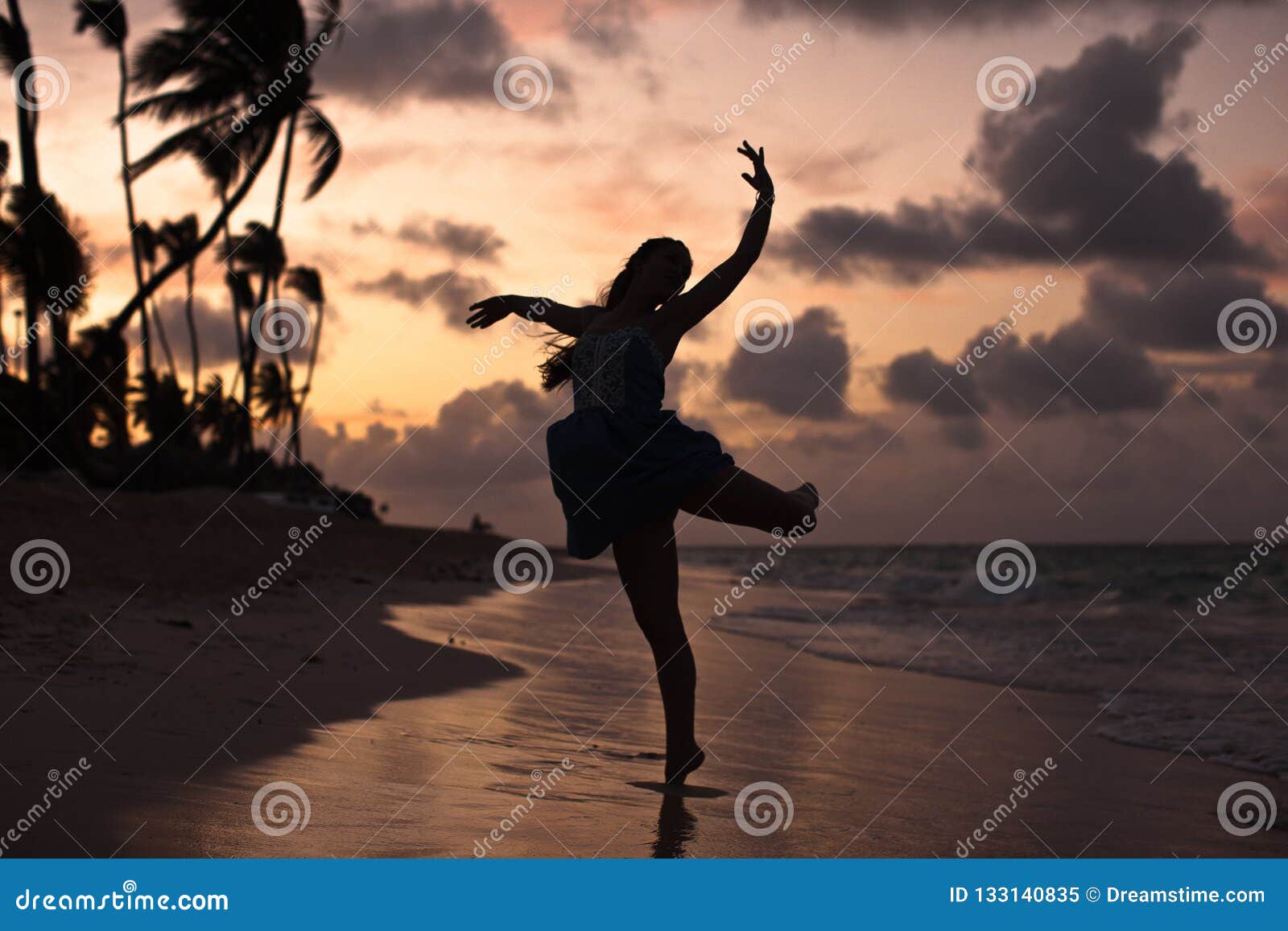 Ballet dancer at sunset stock image. Image of sunset - 133140835