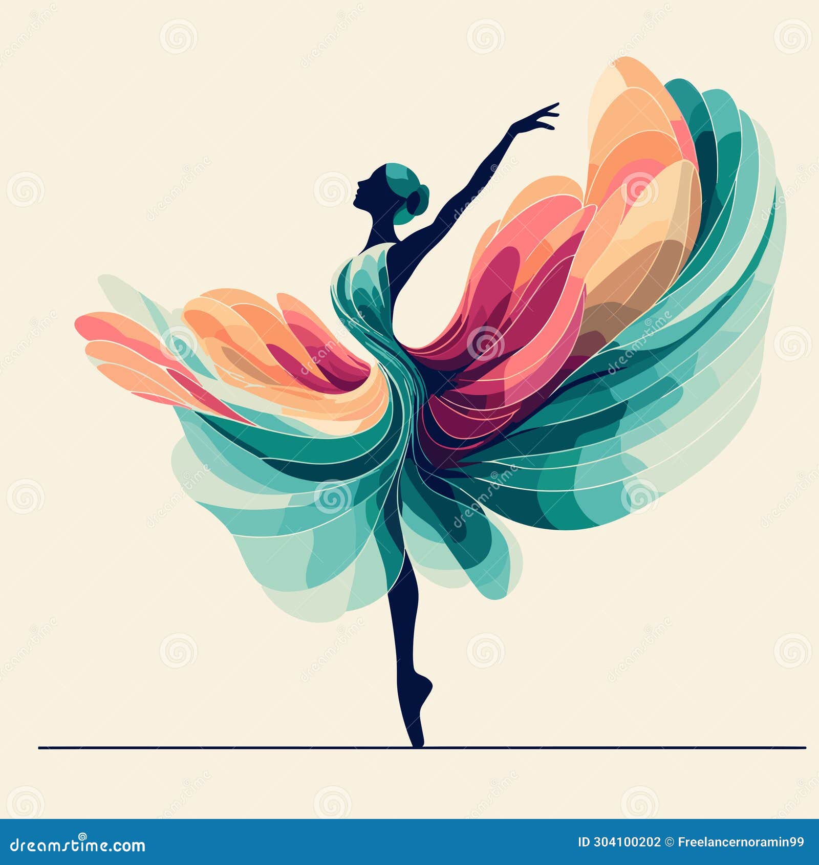Ballet Dancer in a Beautiful Flowing Rainbow Dress, Ballet Performer ...