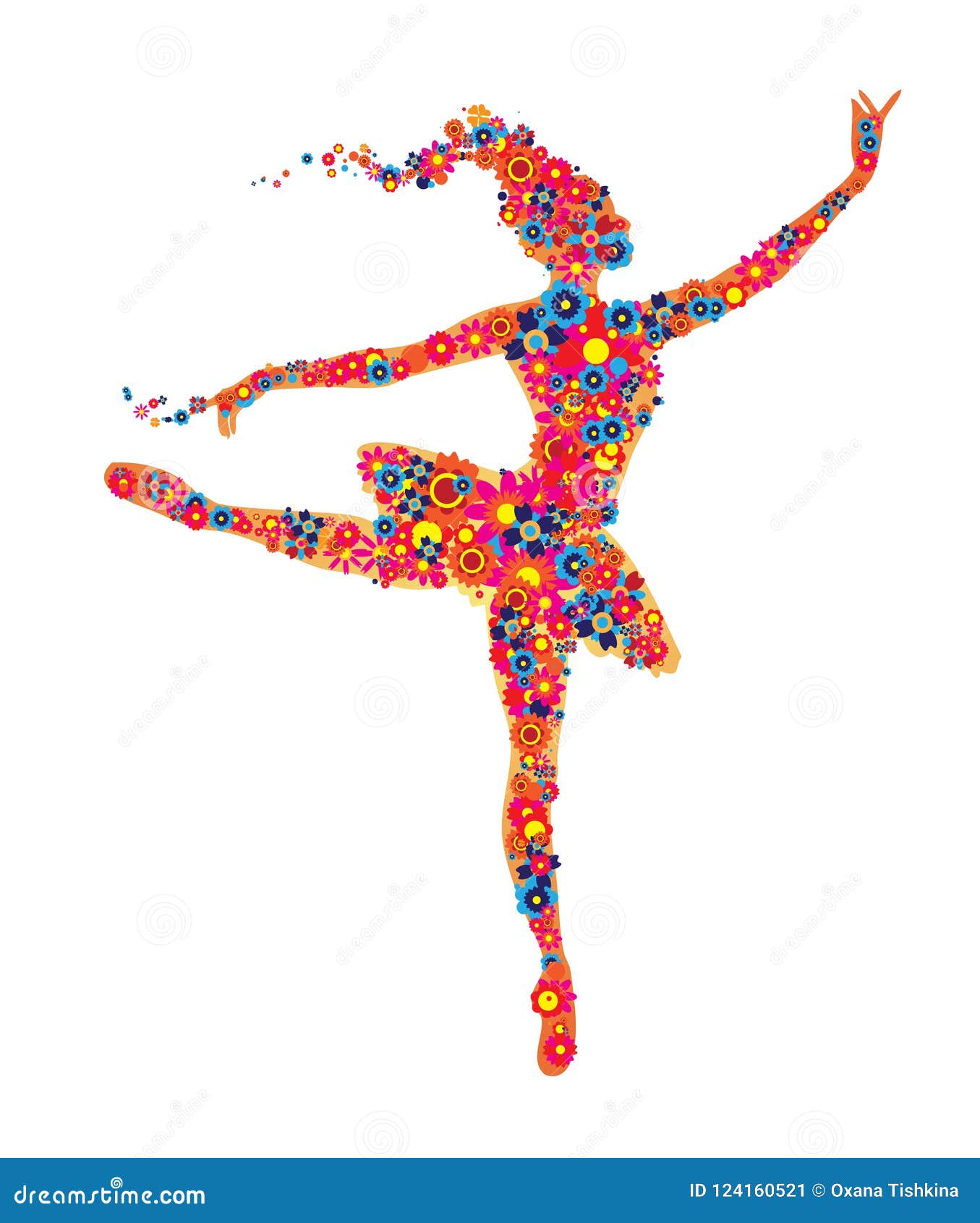 Ballet Dancer Composed of Colourful Flowers Stock Vector - Illustration ...